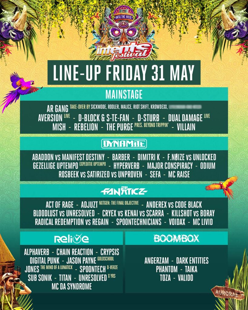 Weekend Line-up Intents Festival 2024 - Intents Festival