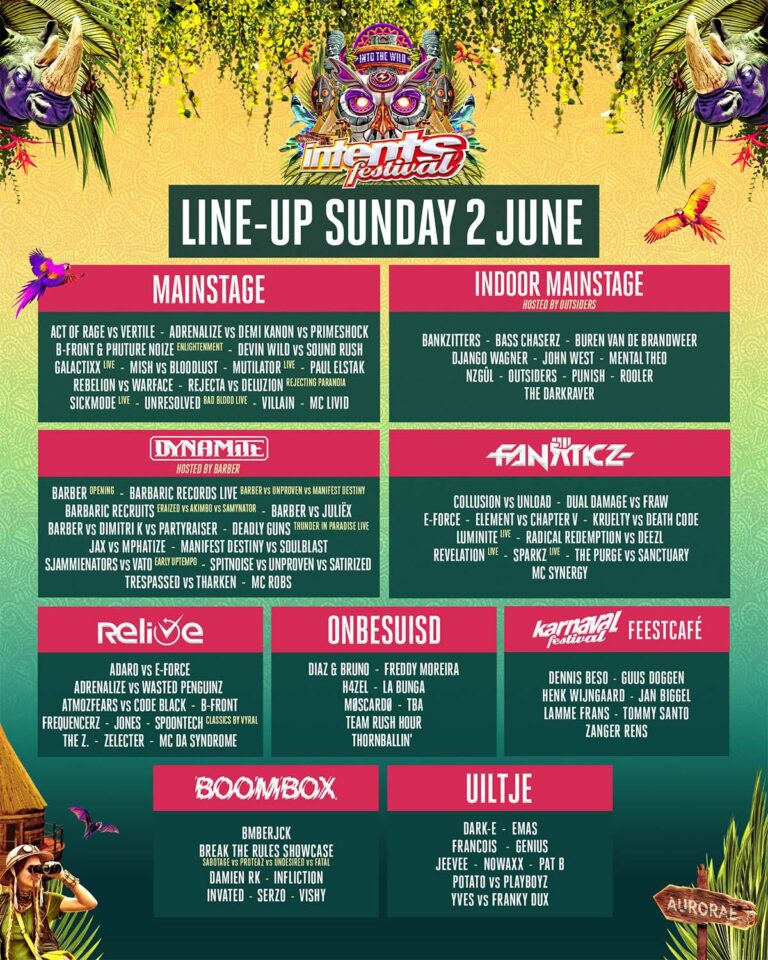 Weekend Line-up Intents Festival 2024 - Intents Festival